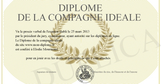 Diplome de la compagne ideale