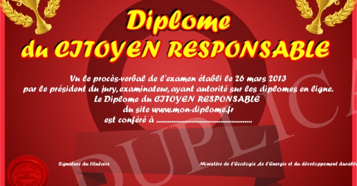 Diplome du CITOYEN RESPONSABLE