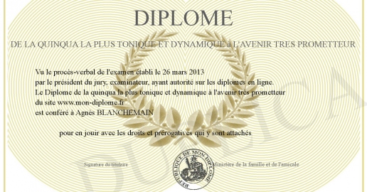 Diplome de la quinqua la plus tonique et dynamique a l avenir tres ...
