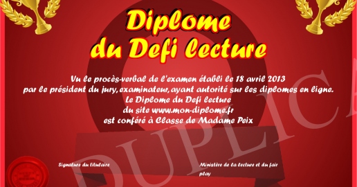 Diplome du Defi lecture