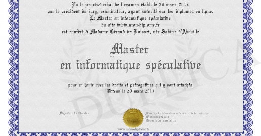 Master en informatique speculative
