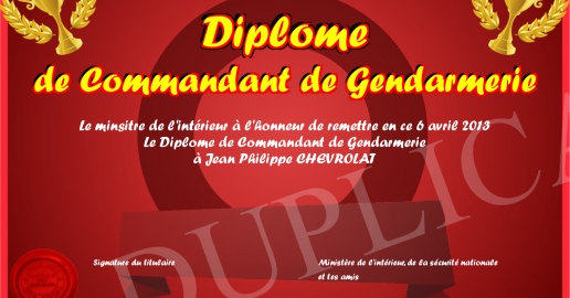 Diplome de Commandant de Gendarmerie