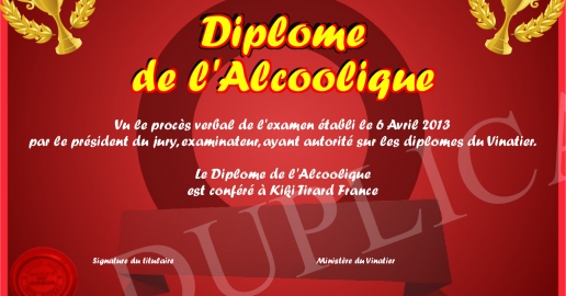 Diplome de l Alcoolique