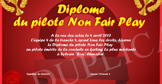Diplome du pilote Non Fair Play
