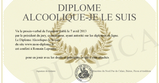 Diplome Alcoolique-Je le suis