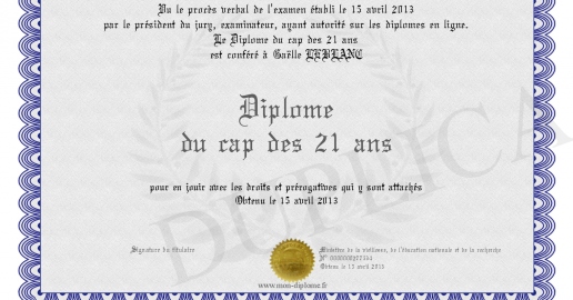 Diplome du cap des 21 ans
