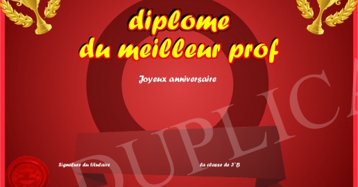 diplome du meilleur prof