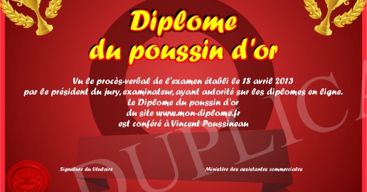 Diplome du poussin d or
