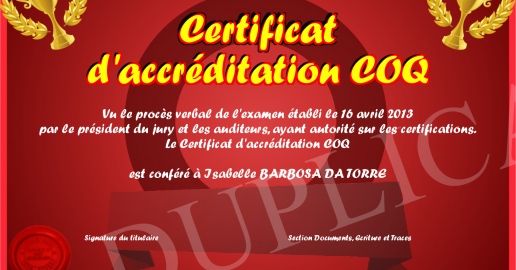 Certificat d accreditation COQ