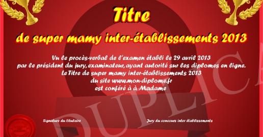 Titre de super mamy inter-etablissements 2013