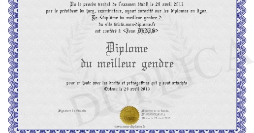 Diplome du meilleur gendre