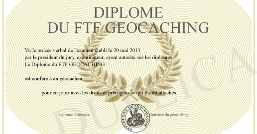 Diplome du FTF GEOCACHING