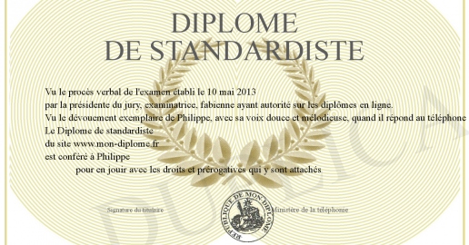 Diplome de standardiste