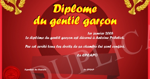 Diplome du gentil garcon