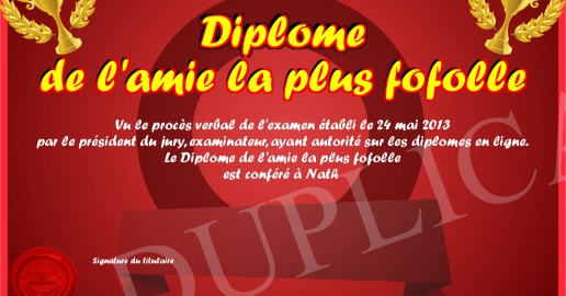 Diplome de l amie la plus fofolle