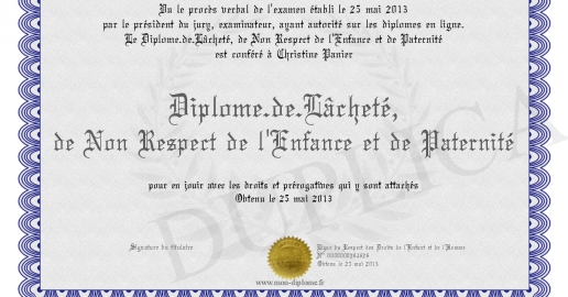 Diplome.de.Lachete de Non Respect de l Enfance et de Paternite