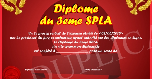 Diplome du 3eme SPLA
