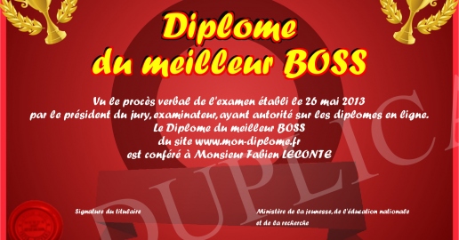 Diplome du meilleur BOSS