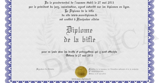 Diplome de la bifle