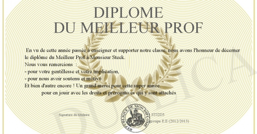 diplome du meilleur prof