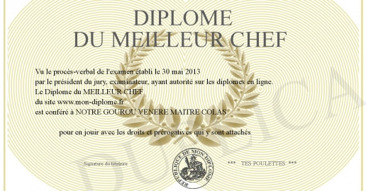 Diplome du MEILLEUR CHEF