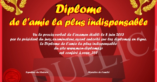 Diplome de l amie la plus indispensable