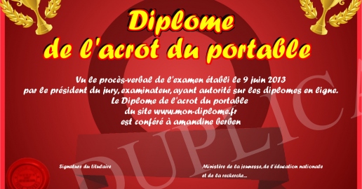 Diplome de l acrot du portable