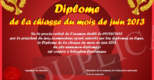 Diplome de la chiasse du mois de juin 2013