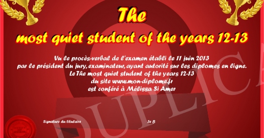 The most quiet student of the years 12-13