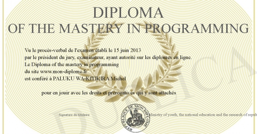 Diploma of the mastery in programming