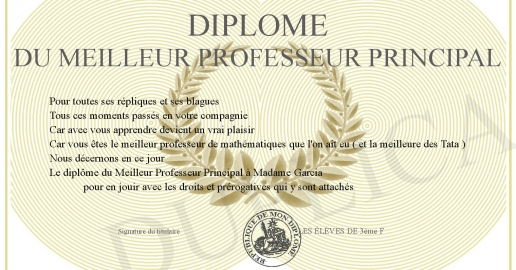 Diplome du meilleur professeur principal