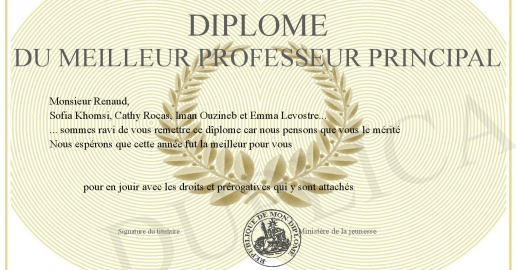 Diplome Du Meilleur Professeur Principal