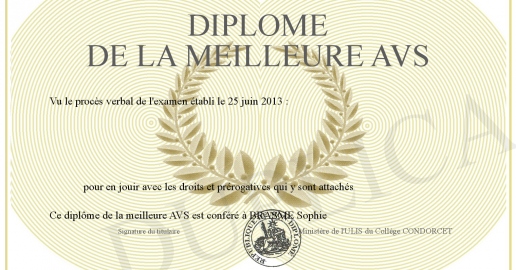 Diplome de la Meilleure AVS