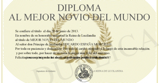 DIPLOMA AL MEJOR NOVIO DEL MUNDO