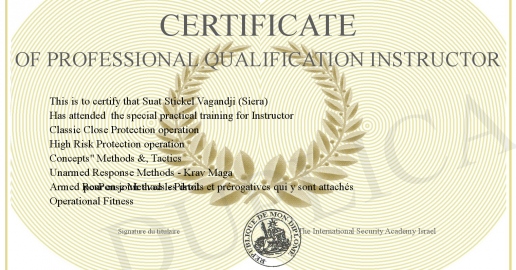 Certificate of Professional Qualification Instructor
