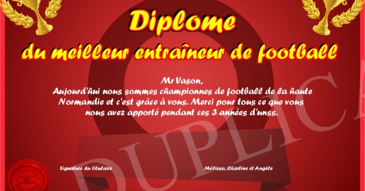 Diplome du meilleur entraineur de football