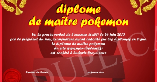 diplome de maitre pokemon