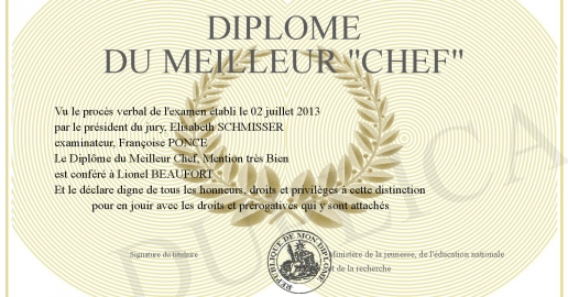 Diplome du Meilleur -Chef-