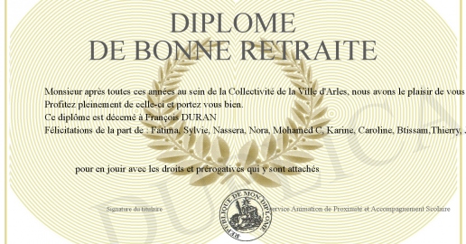 Diplome de bonne retraite