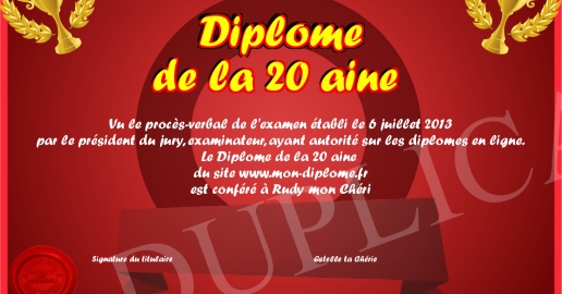 Diplome de la 20 aine