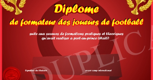 Diplome de formateur des joueurs de football