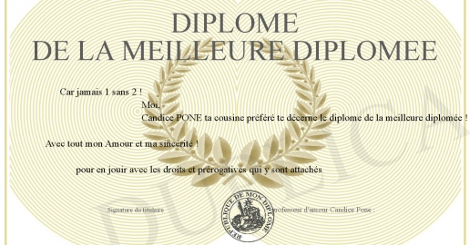 Diplome de la meilleure diplomee