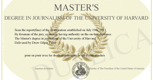 Master s degree in journalism of the University of Harvard