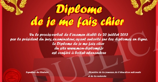 Diplome de je me fais chier