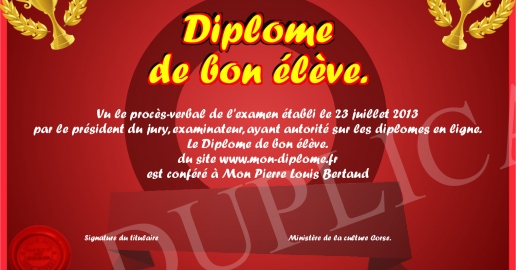 Diplome de bon eleve.