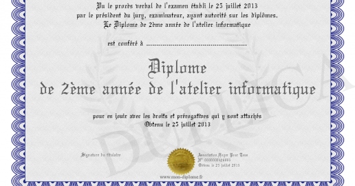 Diplome de 2eme annee de l atelier informatique