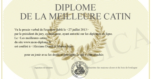 Diplome de la meilleure catin