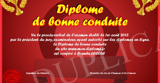 Diplome de bonne conduite