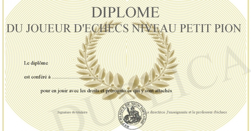 Diplome du joueur d echecs niveau petit pion