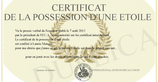certificat de la possession d une etoile
